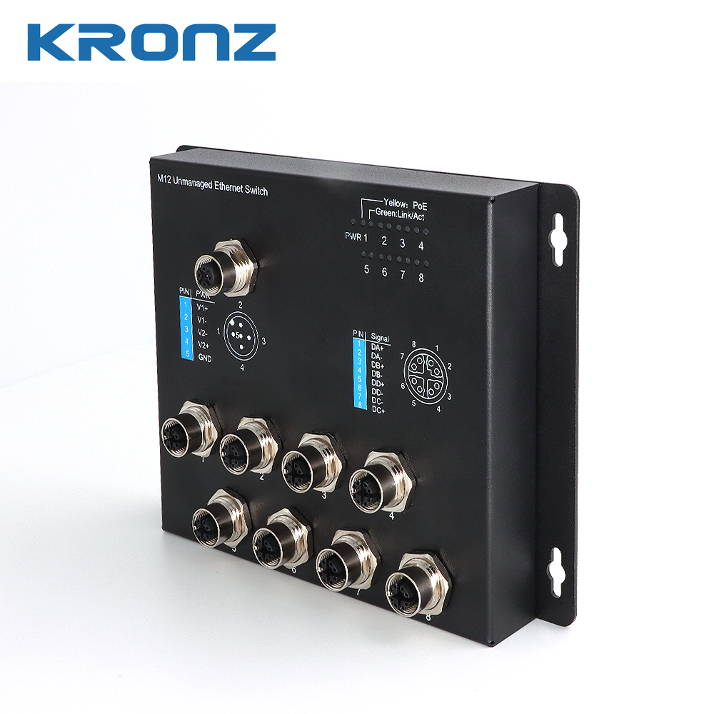 M12 Industrial Ethernet Switch front view