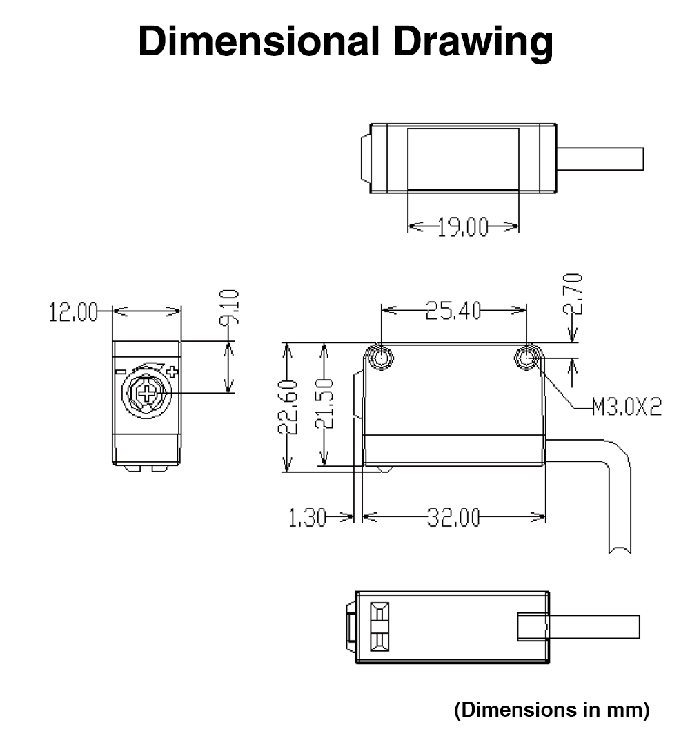 Photoelectric sensor dimensions