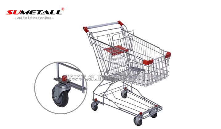 Chariot d'épicerie en métal avec le plateau bas