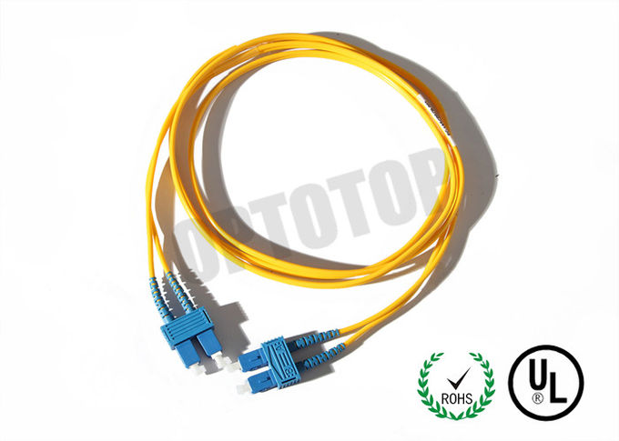 Sc-Verbindungsstück-optischer Verbindungskabel 2F REISSVERSCHLUSS 3.0mm OFNR CORNING SMF-28 ULTRA, gelbe Jacke