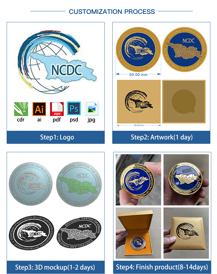 Hot Item Factory Custom Souvenir Wood Box Sets Luxury Gold Silver Two Tone Plating Coin logo 3D