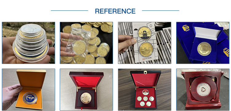 Hot Item Factory Custom Souvenir Wood Box Sets Luxury Gold Silver Two Tone Plating Coin logo 3D