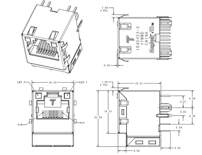 Dr.-mag-1840453 1*1 kiezen Verticale Modulaire Hefboom rj-45 Vrouwelijke uit Schakelaar