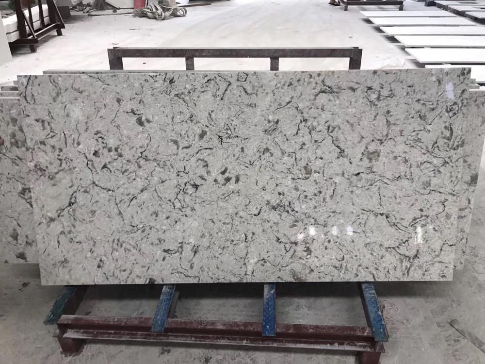 Controsoffitto all'ingrosso bianco di cristallo del quarzo della lastra della pietra del quarzo