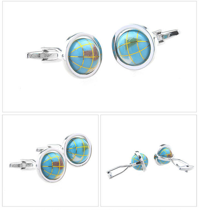 La camicia di affari dell'alto grado Cuffs i chiodi opalini d'argento delle maniche del modello del globo