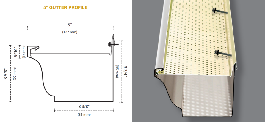 Drawing profile of rain gutter 