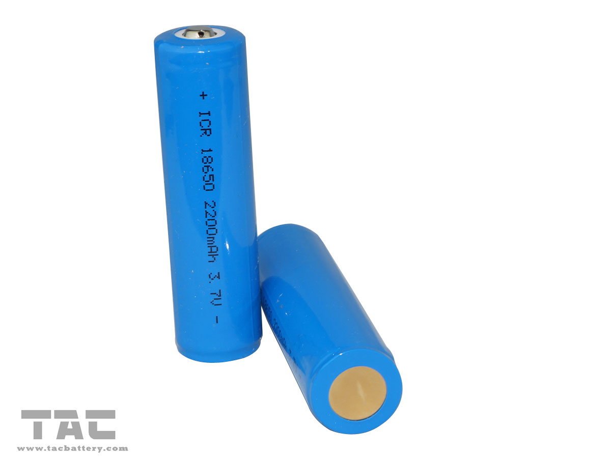 Lítio Ion Cylindrical Battery 2200mAh de LIR18650 3.7v com densidade de alta energia para a luz do diodo emissor de luz