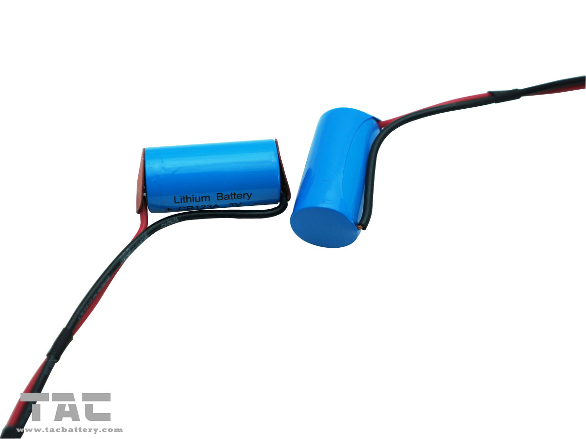 ワイヤーが付いているNon-rechargeable 3.0V CR123A 1300mah李Mn電池