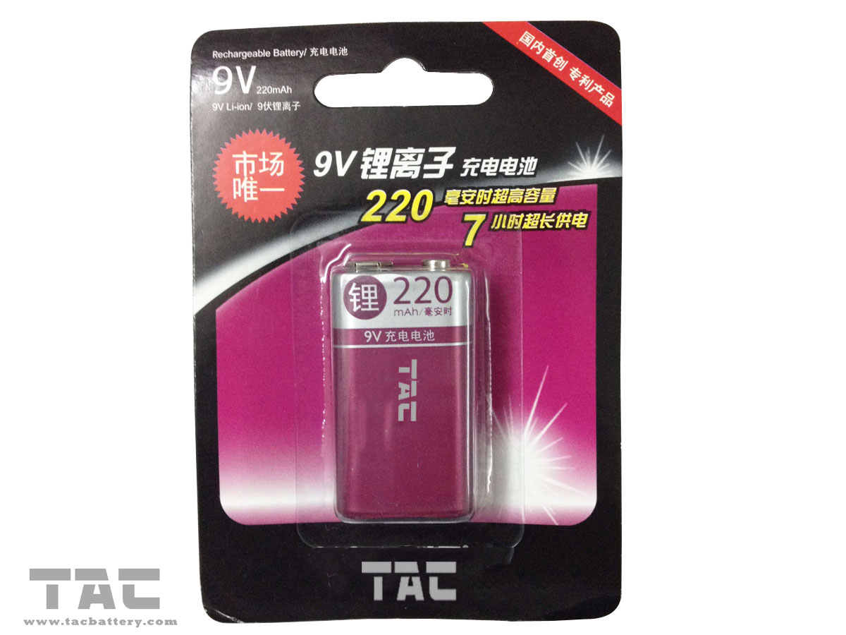 batterie cylindrique d'ion de lithium de 9V 220mAh, échelle électronique