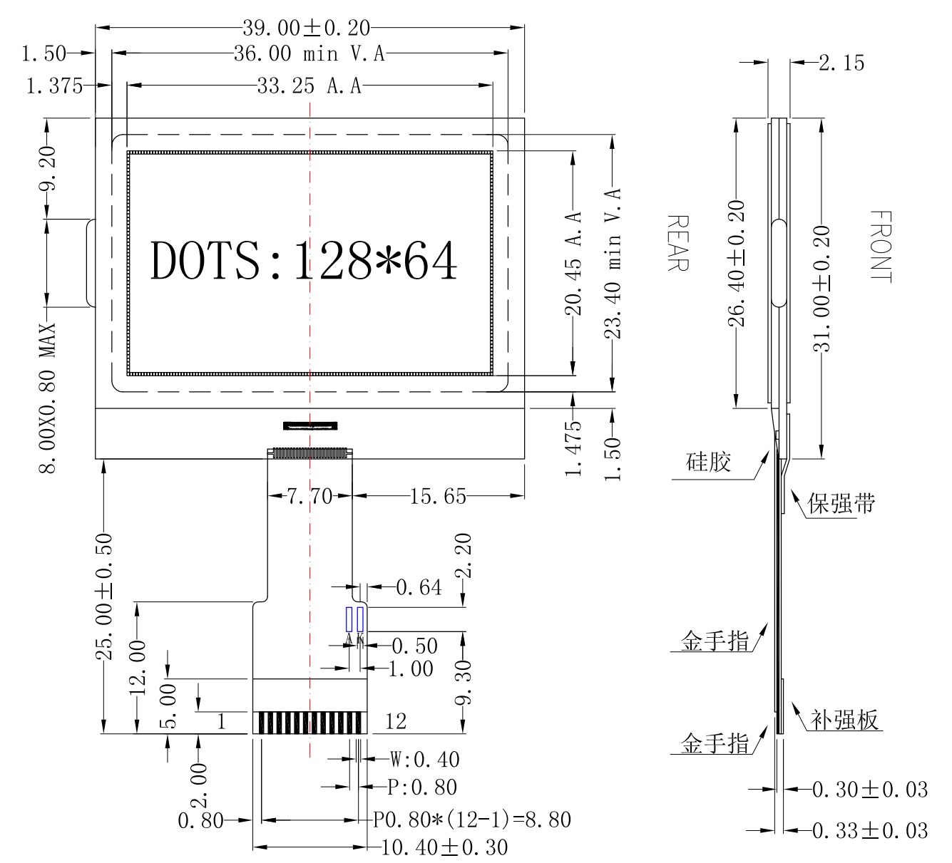 STN/BLUE TRANSMISSIVE 128*64写実的なLCDの表示モジュール