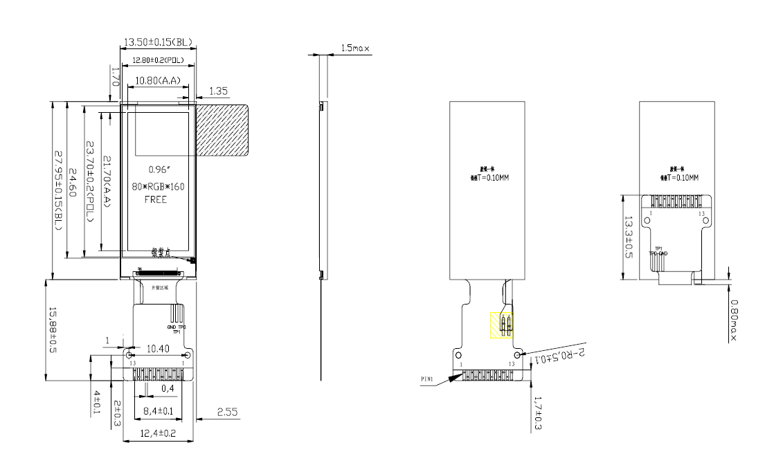 安い価格RGBは13pin 0.96インチ スマートなリモート・コントロールのためのマイクロLCDのマトリックスTFTの表示を着色する