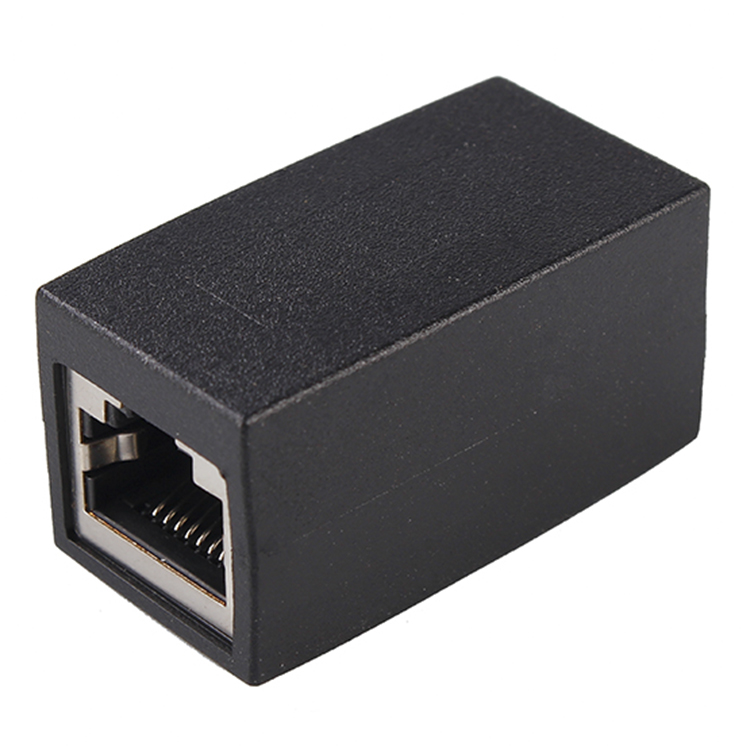 rj45 προσαρμοστής θραυστών δικτύων 180 βαθμός μέσω του θηλυκού Μαύρου επέκτασης καλωδίων δικτύων προσαρμοστών 8P8C RJ45