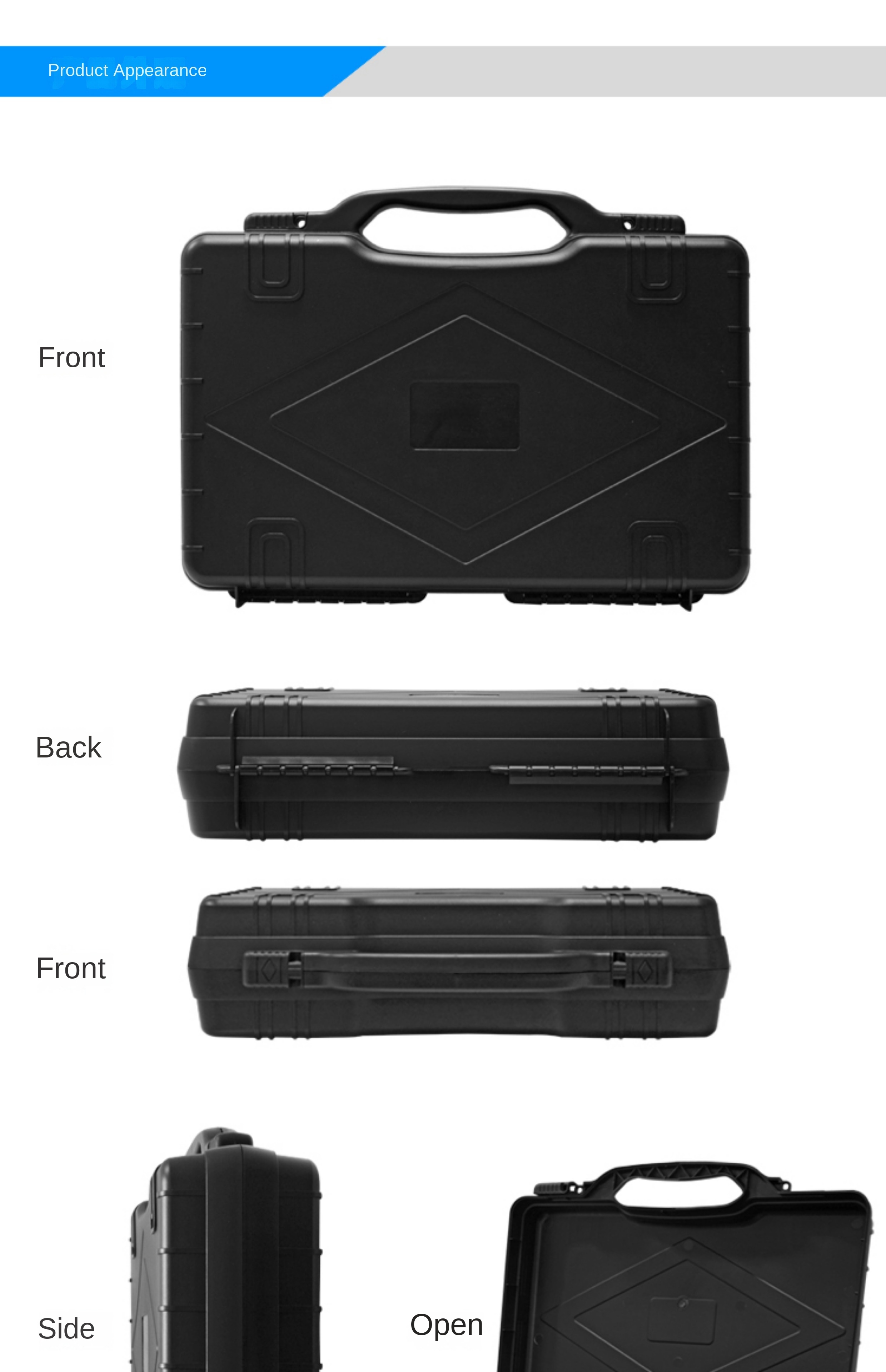 Interior view of waterproof tool storage case with foam padding