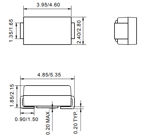 Sperren-Gleichrichterdiode 1N5819 1 Amperes 40V Schottky in SMD-Paket SS14 DO-214AC SMA 4