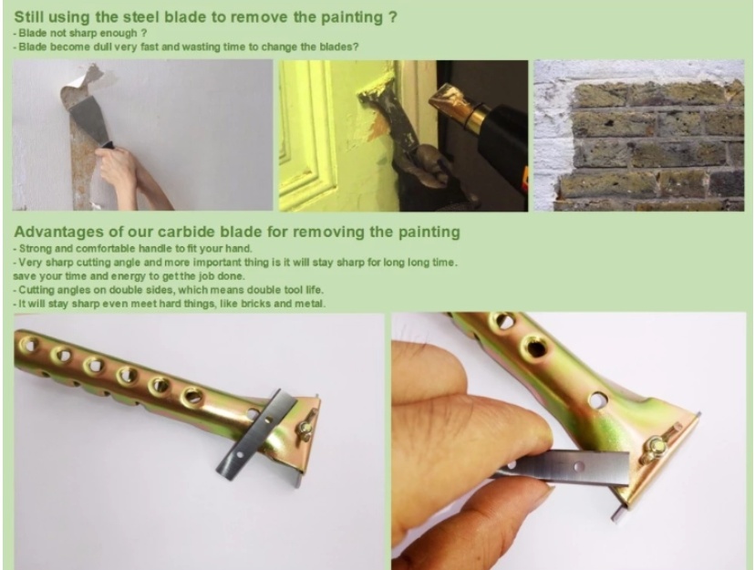 Van het Vlekkenmiddelenhulpmiddelen van het wolframcarbide Multifunctionele de Verf Houten Schraper