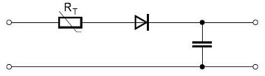 ダイオードの保護のための基本的な回路図 NTC のサーミスター
