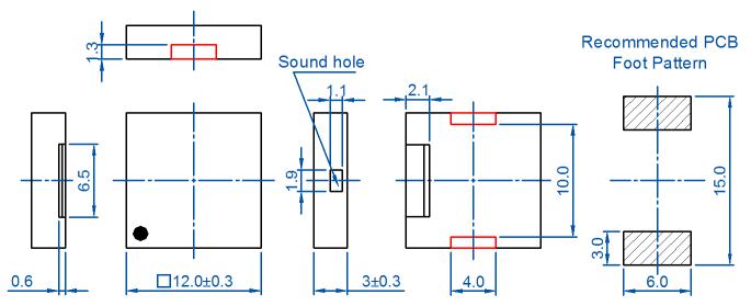 3v bippeur piézoélectrique de smd de volt 4000Hz