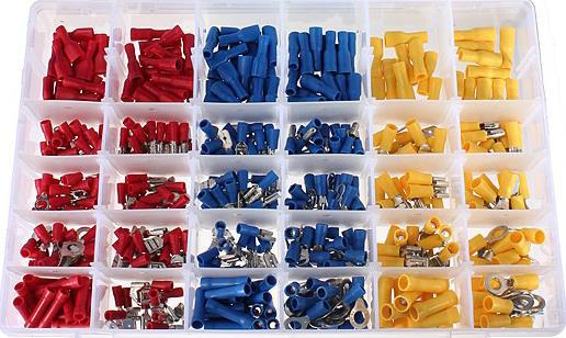 480pcs a isolé la fourchette électrique d'anneau de pelle de bout de connecteur de cuir embouti de terminaux avec la boîte de rangement