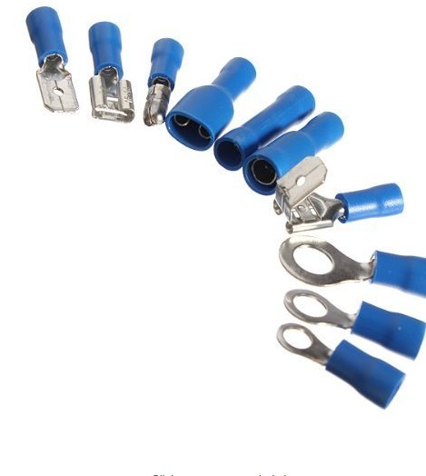 480pcs a isolé la fourchette électrique d'anneau de pelle de bout de connecteur de cuir embouti de terminaux avec la boîte de rangement