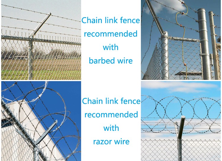 Cerca provisória do elo de corrente da construção da venda quente de China, arame farpado da parte superior da cerca do elo de corrente