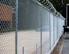 chain link fence with razor wire