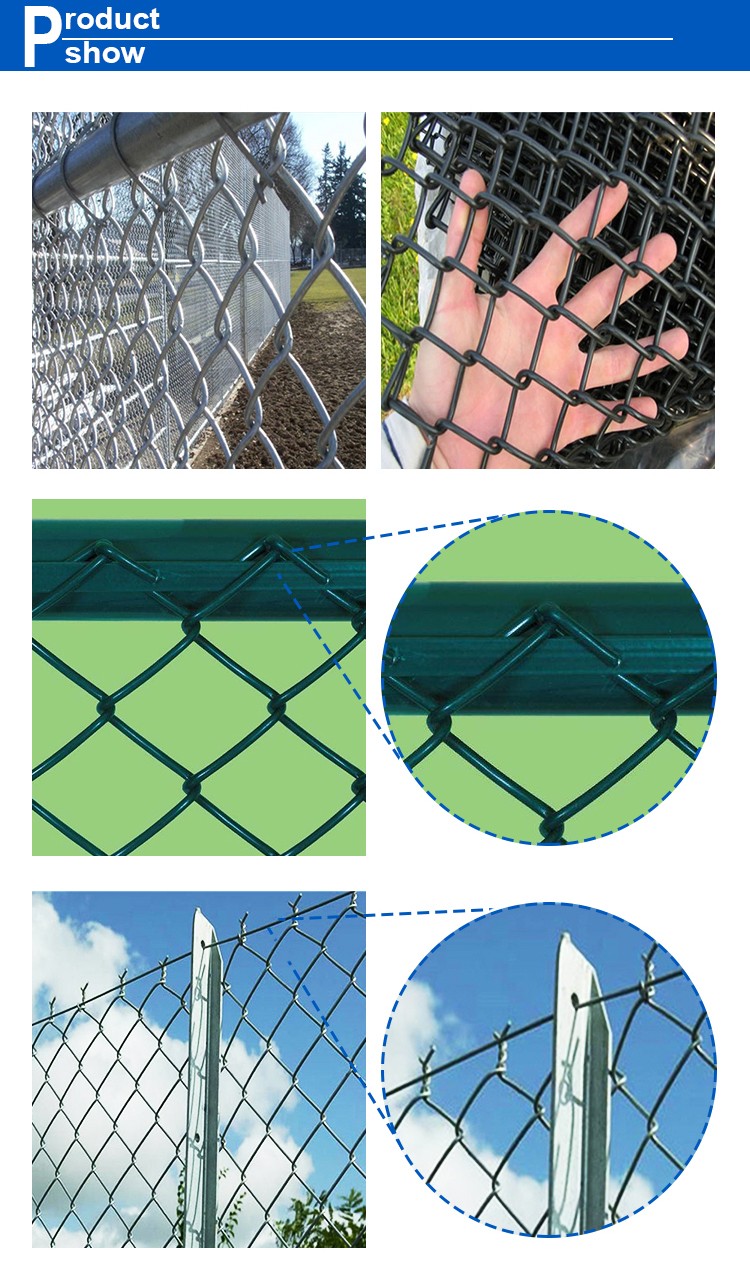 A cerca galvanizada mergulhada quente do elo de corrente do jardim home, pvc revestiu a cerca do elo de corrente