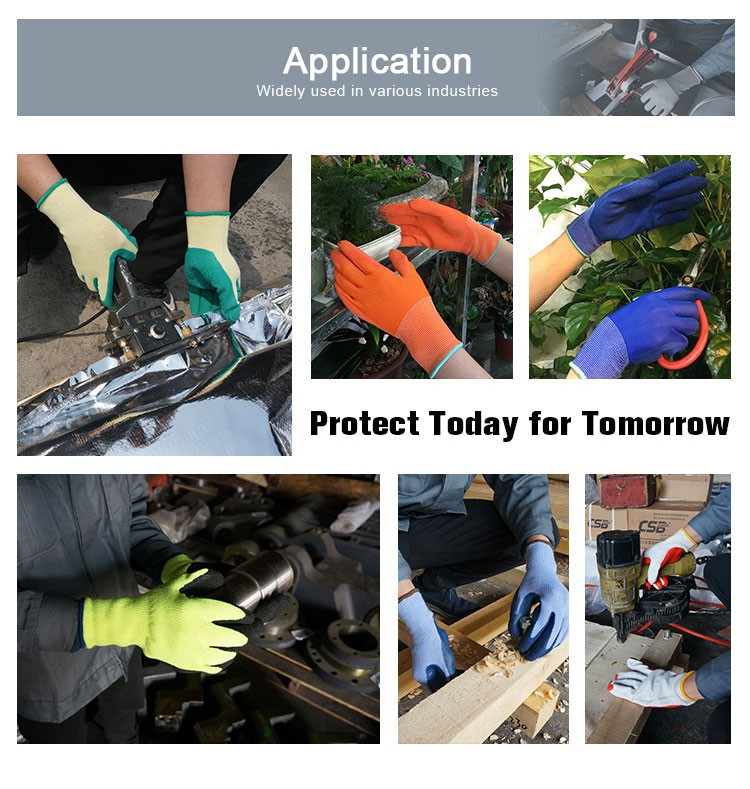 13G orange polyester rubber latex coated glove