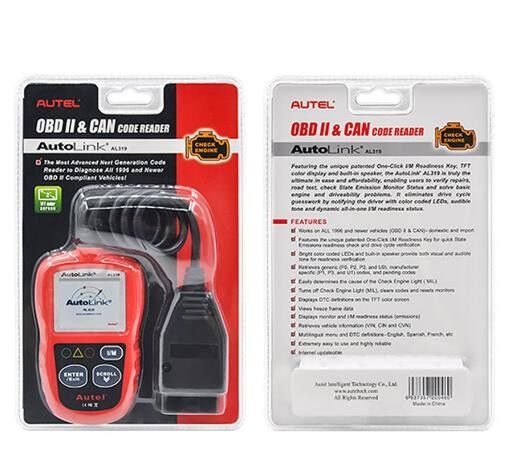 Mise à jour automatique de scanner de voiture d'Autel d'outil de balayage de code d'Autel AutoLink AL319 OBD2 de lecteur de code du diagnostic DIY sur le site Web officiel