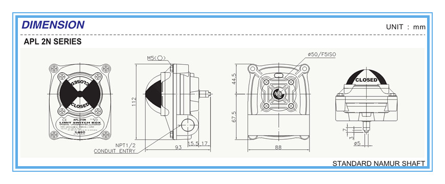Caja de interruptor de límite de APL210N