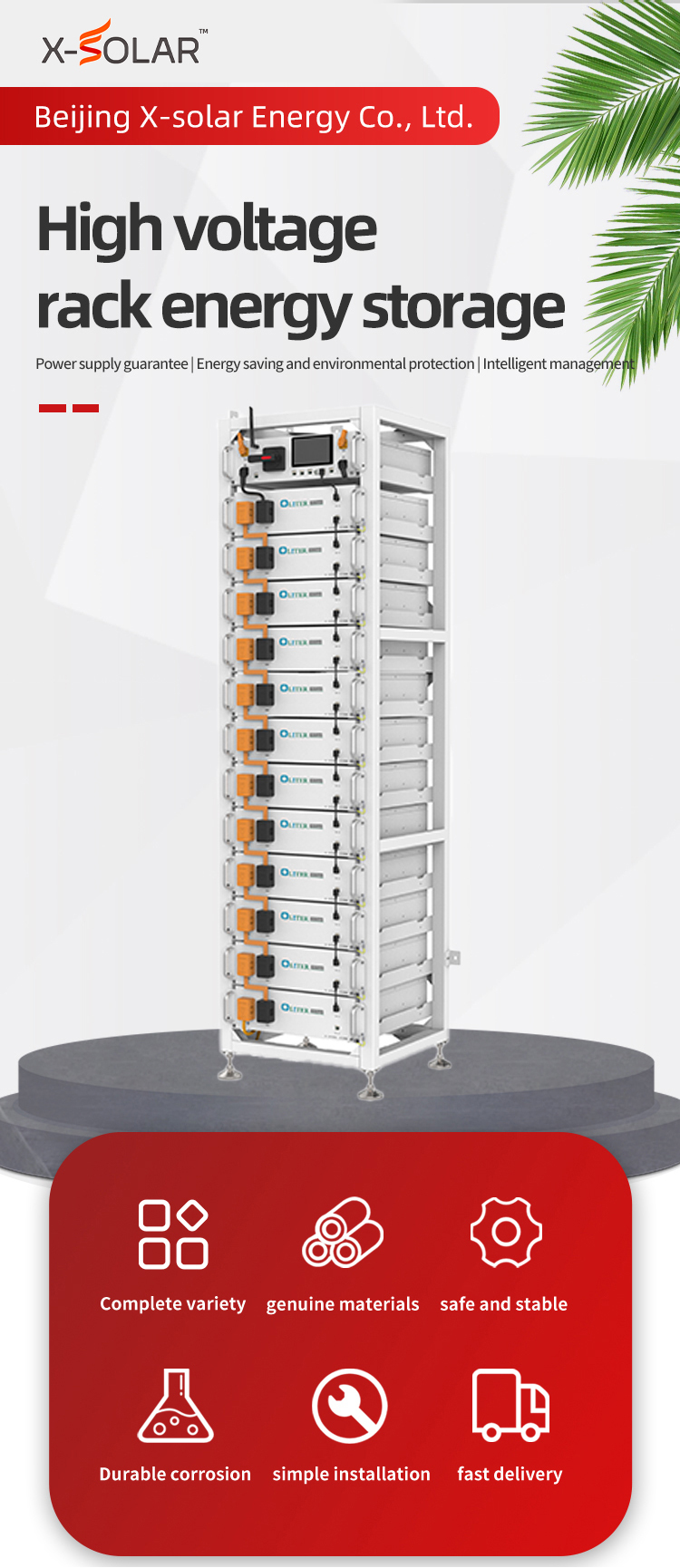 30kwh/100kwh High Pressure Rechargeable Li-ion Battery System with Monitor