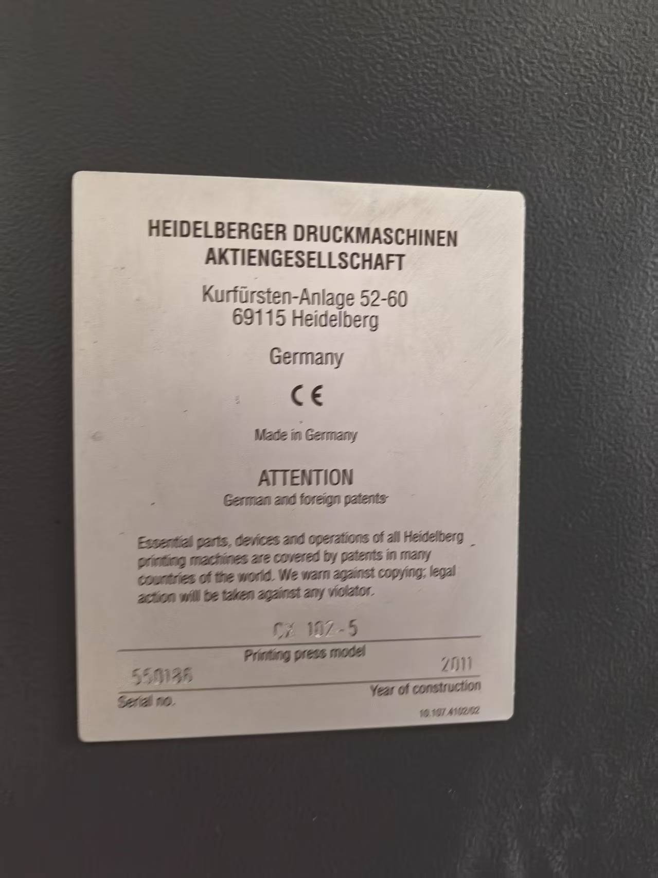 Heidelberg CX102-5 full operational view