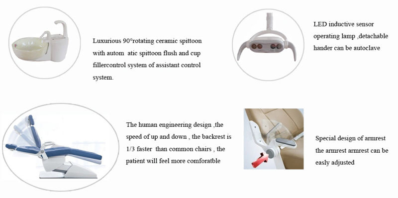 Sedia dentaria di cuoio reale approvata di vendita calda del CE di alta qualità con la luce del sensore del LED