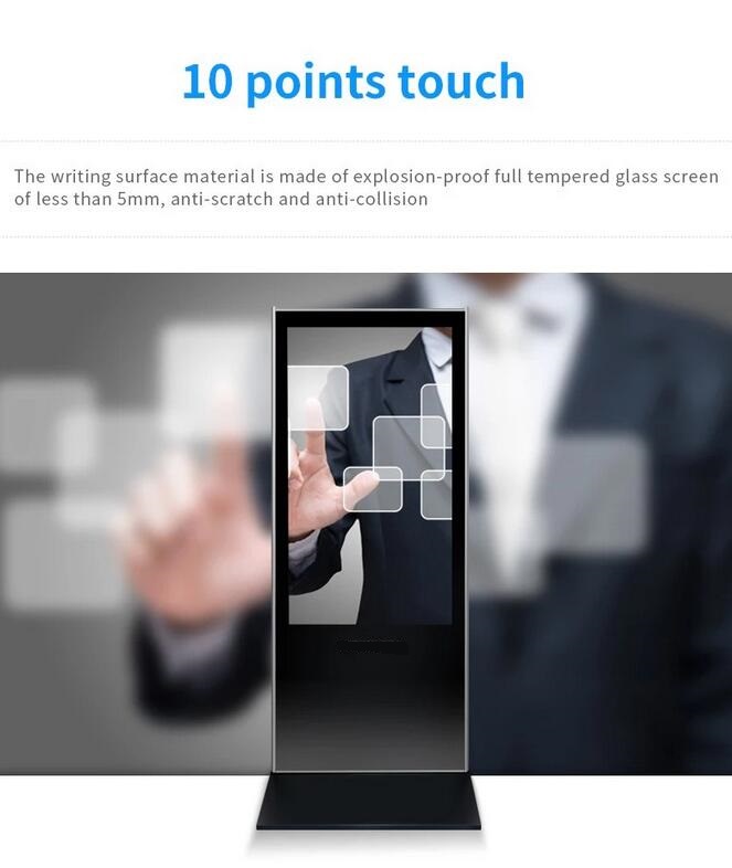 Double Sided 42-65 Inch LCD Touch Screen Kiosk Full Tempered Glass Screen